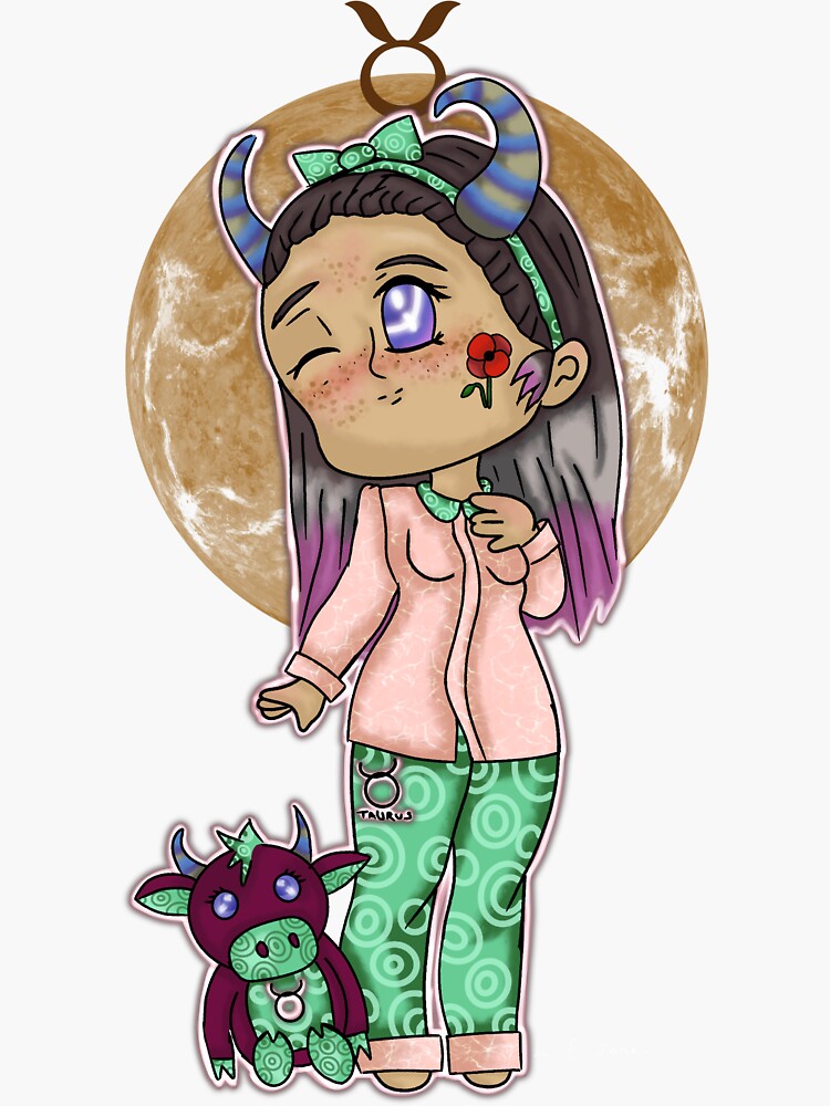 "Chibi Taurus Zodiac Sign" Sticker for Sale by Luned | Redbubble