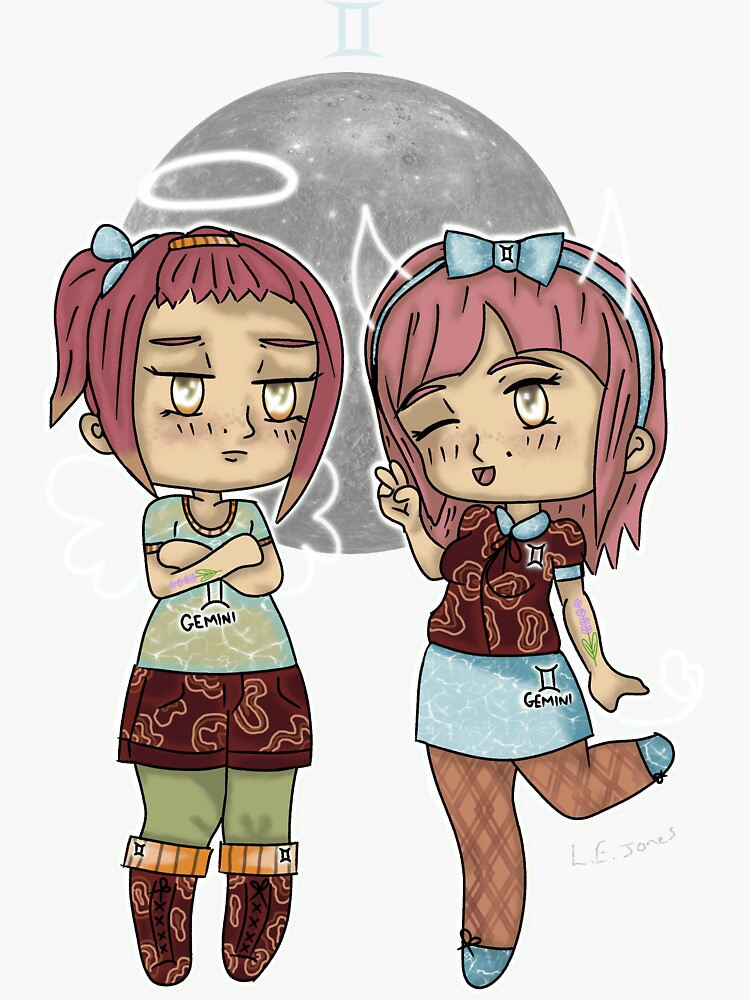 "Chibi Gemini Zodiac Sign" Sticker for Sale by Luned | Redbubble