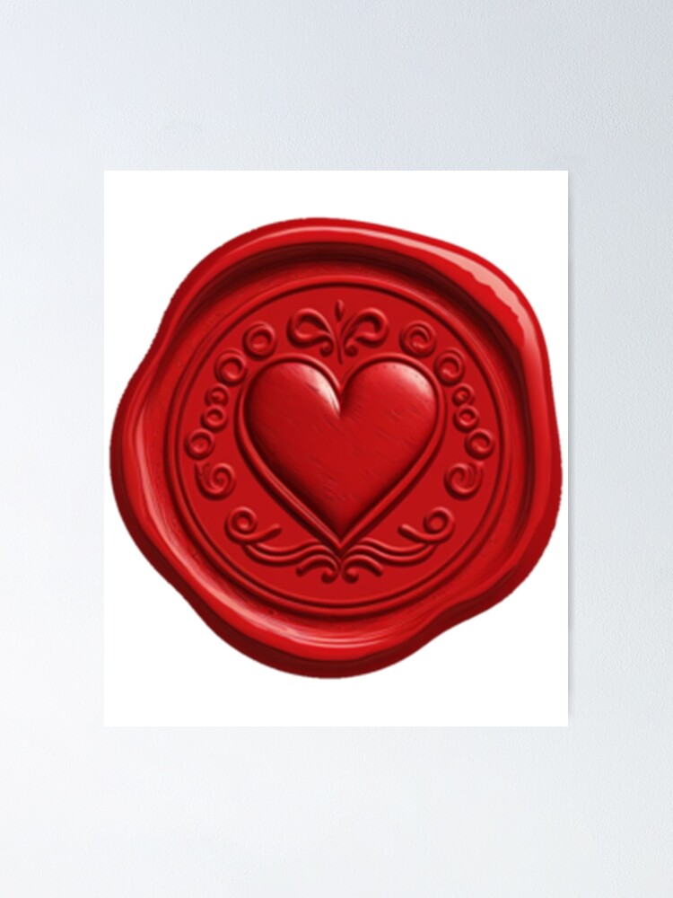 Póster «Corazón de sello de cera roja - Ilustración gráfica de amor ...