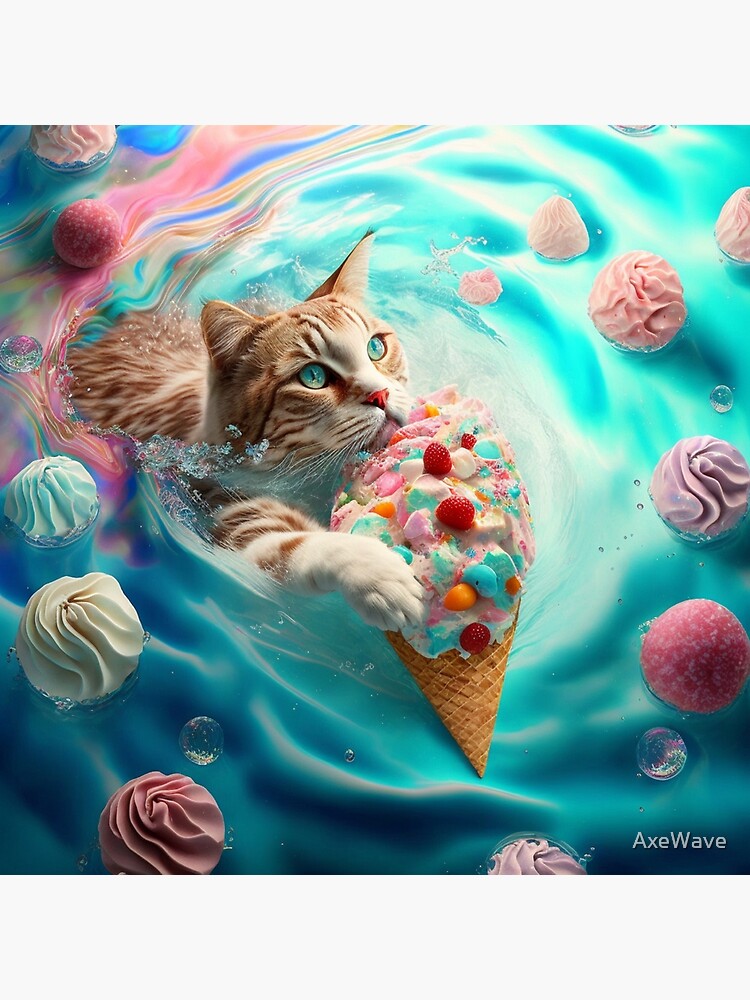 "Swimming Candy Cat" Poster for Sale by AxeWave | Redbubble