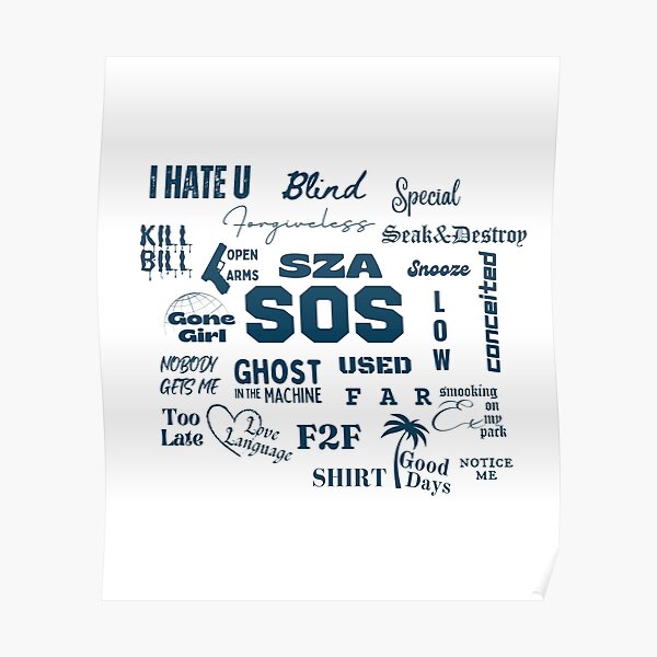 "SOS tracklist by sza" Poster for Sale by LDR4life | Redbubble