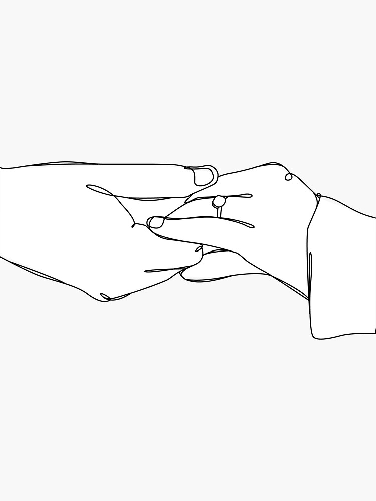 "Engaged Hands Line Illustration" Sticker for Sale by eas010 | Redbubble