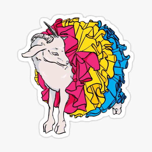 "Goat wearing a pansexual pride flag dress" Sticker for Sale by ...