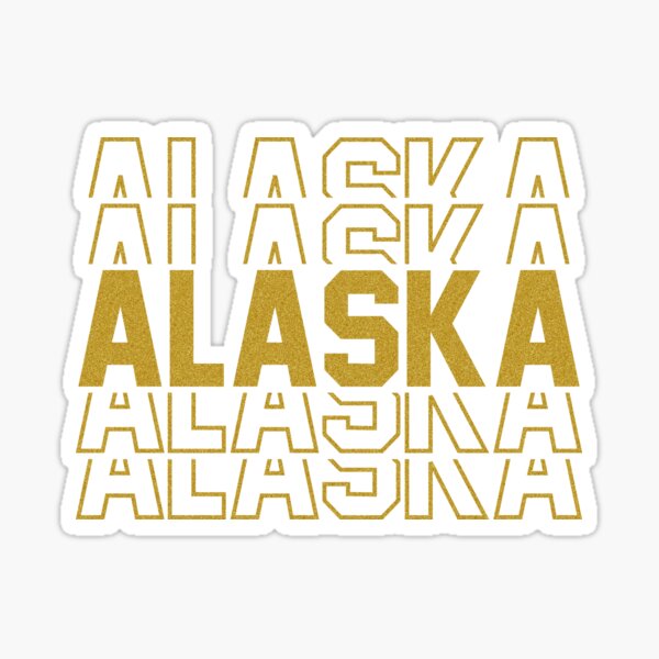 "Alaska State Repeated Gold Glitter Text" Sticker for Sale by ...