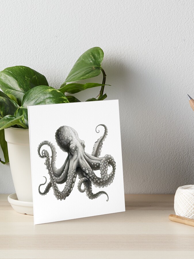 "Octopus Pencil Sketch" Art Board Print for Sale by lingua777 | Redbubble