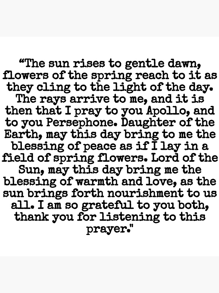 "Hellenic Pagan Prayer to Apollo and Persephone" Sticker for Sale by ...