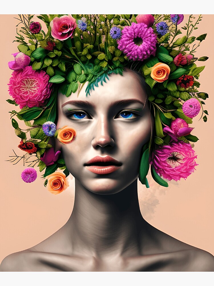 "HUMAN FLORAL HEADS WALL ART" Art Print for Sale by EdgarStudio | Redbubble