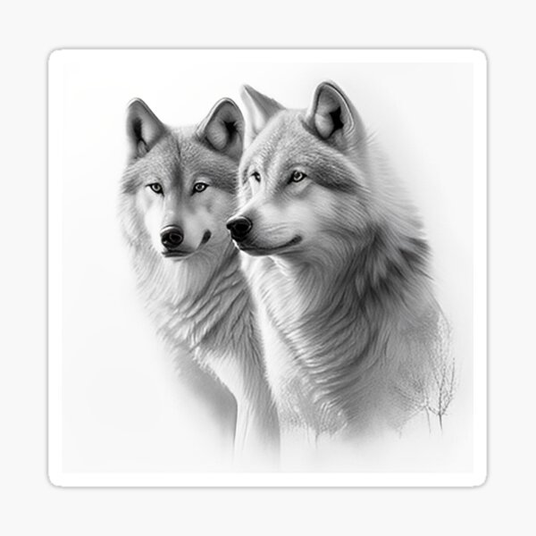 " Two Wolves pencil drawing " Sticker for Sale by Pencil-Art | Redbubble