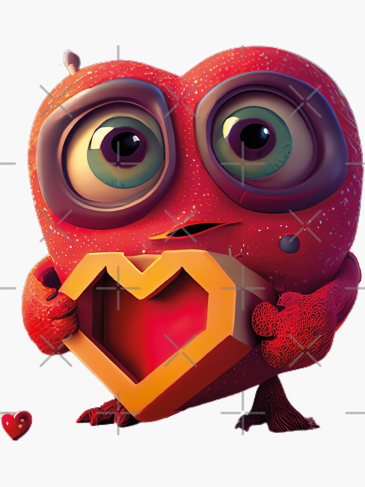 "Cute Monster with Heart Box" Sticker for Sale by Justin Haas | Redbubble