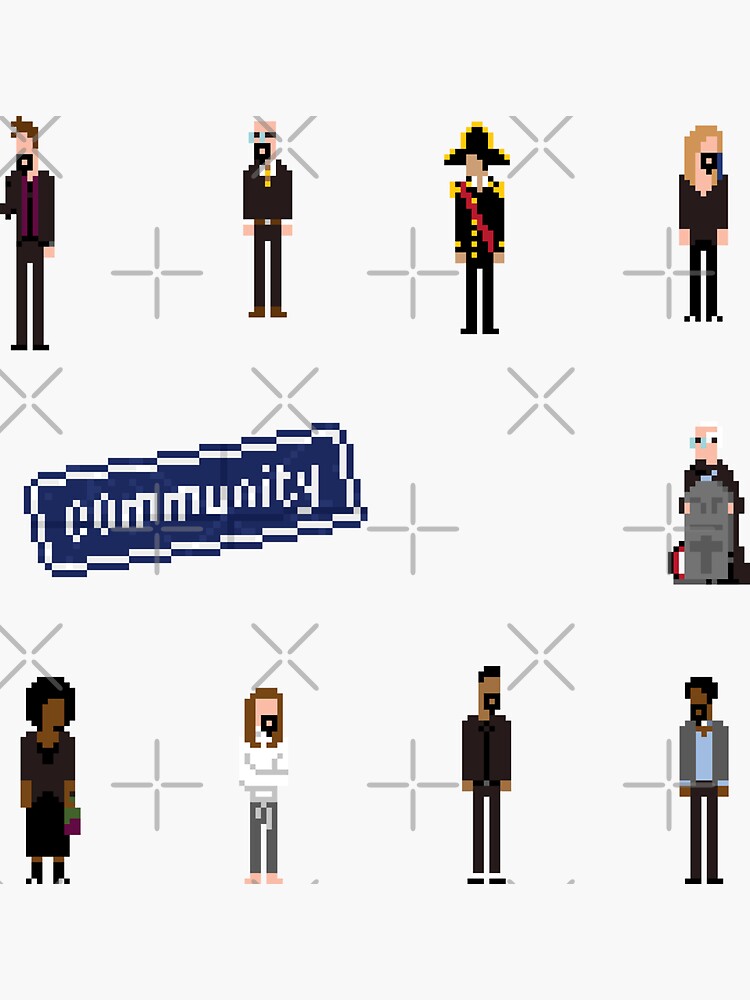 "Community Cast in Pixel Art Darkest Timeline Sticker Set" Sticker for ...