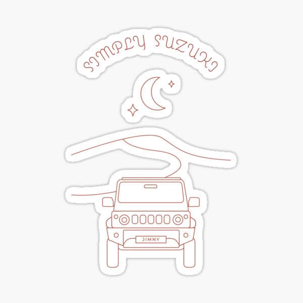 "Simply Suzuki Jimny Line Art with Moon and Stars" Sticker for Sale by ...