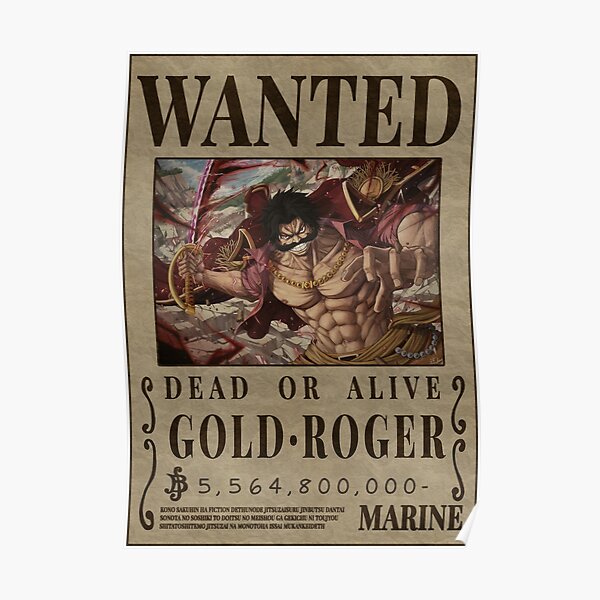 "Gol D. Roger Bounty One Piece Pirate King Wanted Poster" Poster for ...