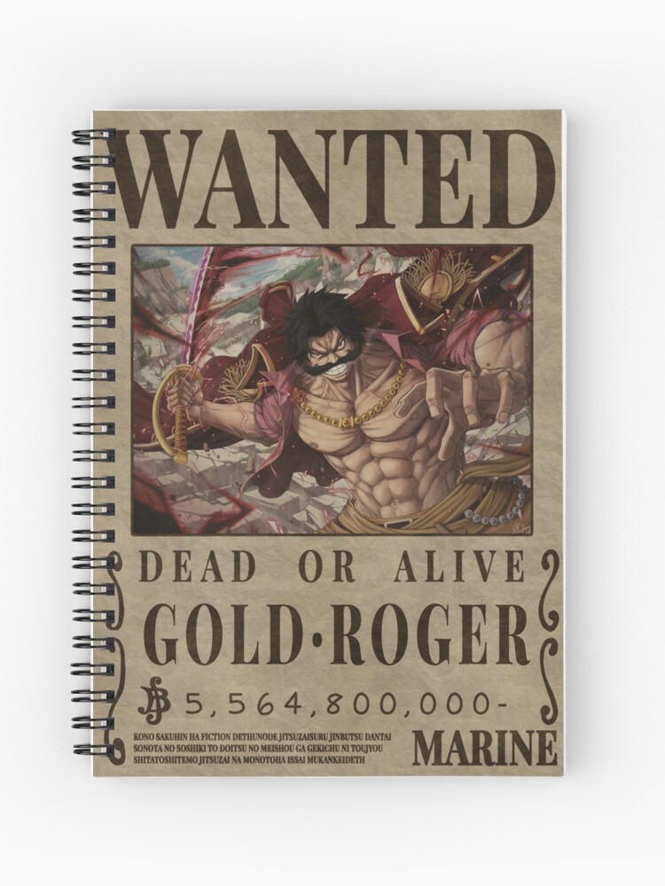"Gol D. Roger Bounty One Piece Pirate King Wanted Poster" Journal for ...