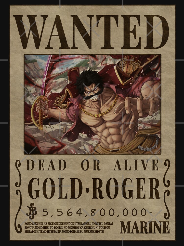 "Gol D. Roger Bounty One Piece Pirate King Wanted Poster" T-shirt for ...