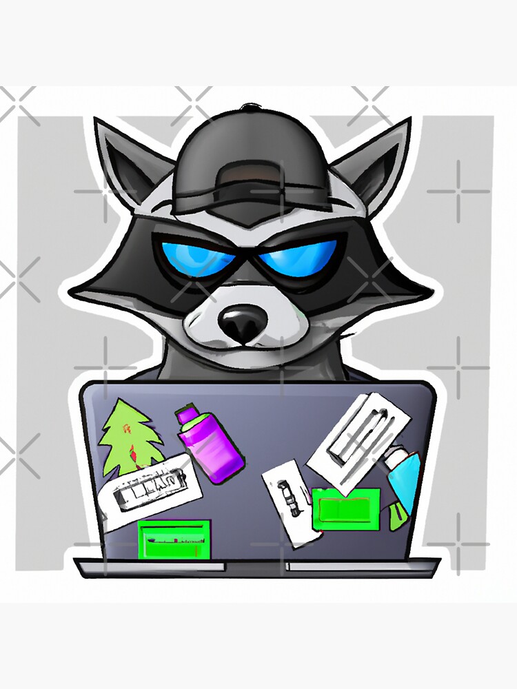 "Raccoon Hacker" Sticker for Sale by GearHeadGear | Redbubble