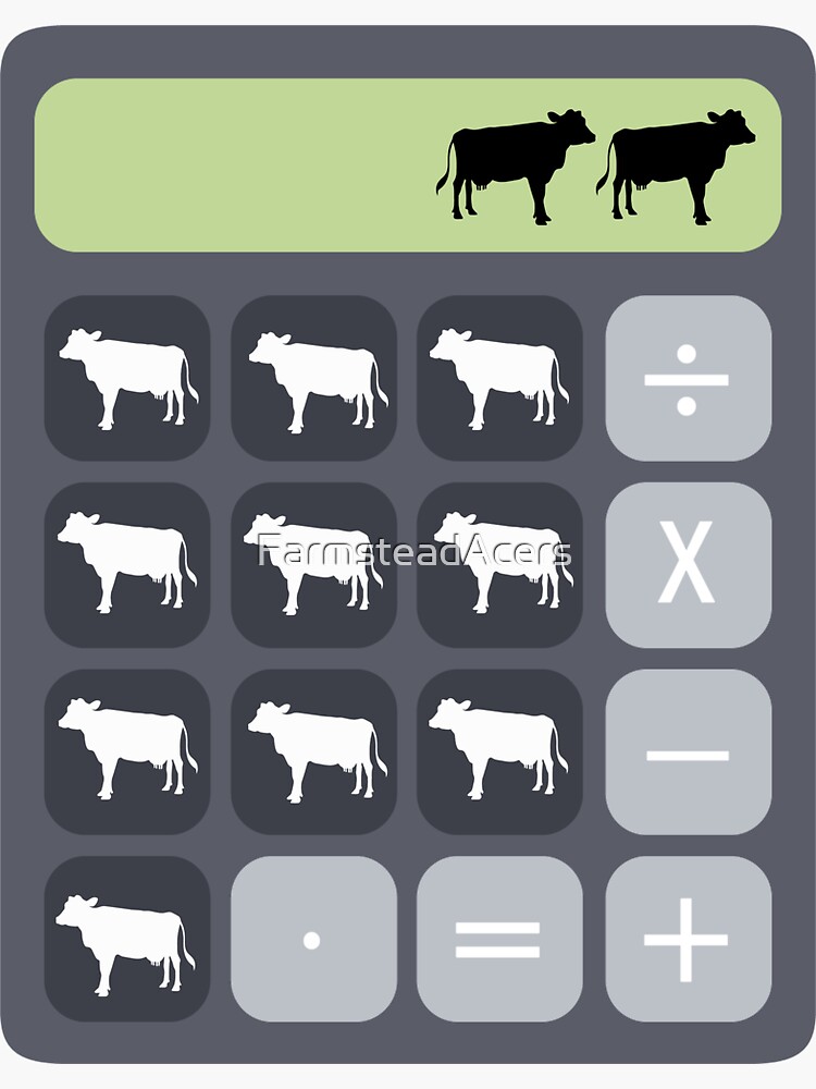 "Cow-culator Calculator Math jokes for cow lovers" Sticker for Sale by ...