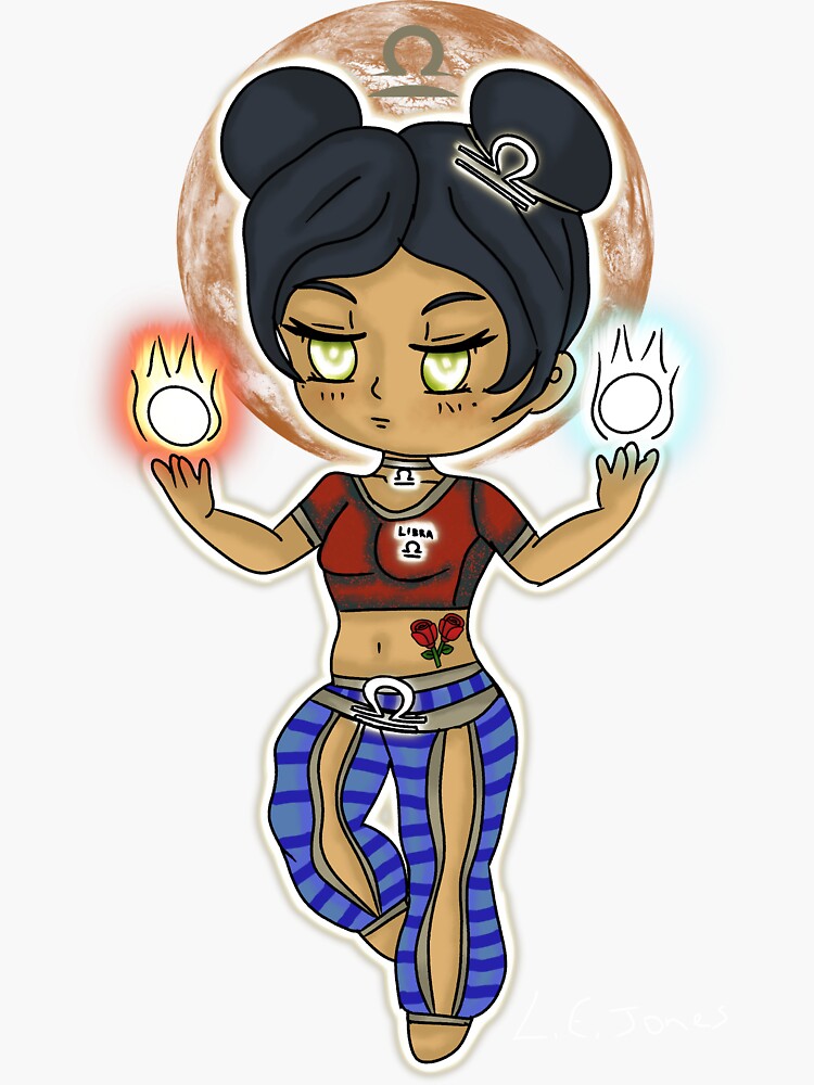 "Chibi Libra Zodiac Sign" Sticker for Sale by Luned | Redbubble