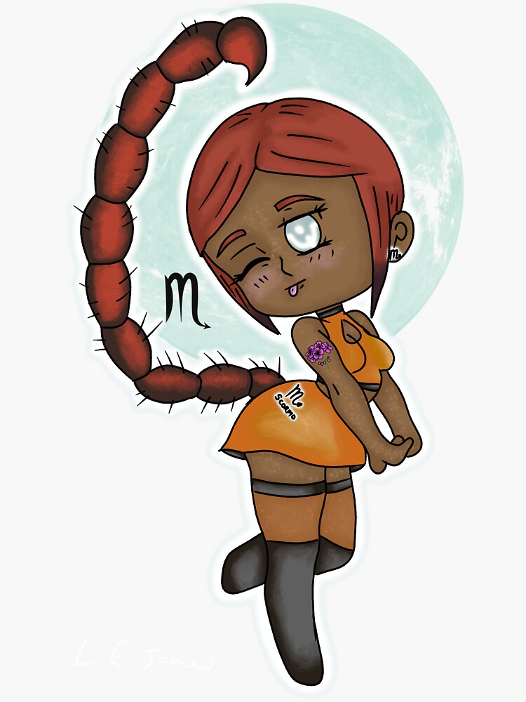 "Chibi Scorpio Zodiac Sign" Sticker for Sale by Luned | Redbubble