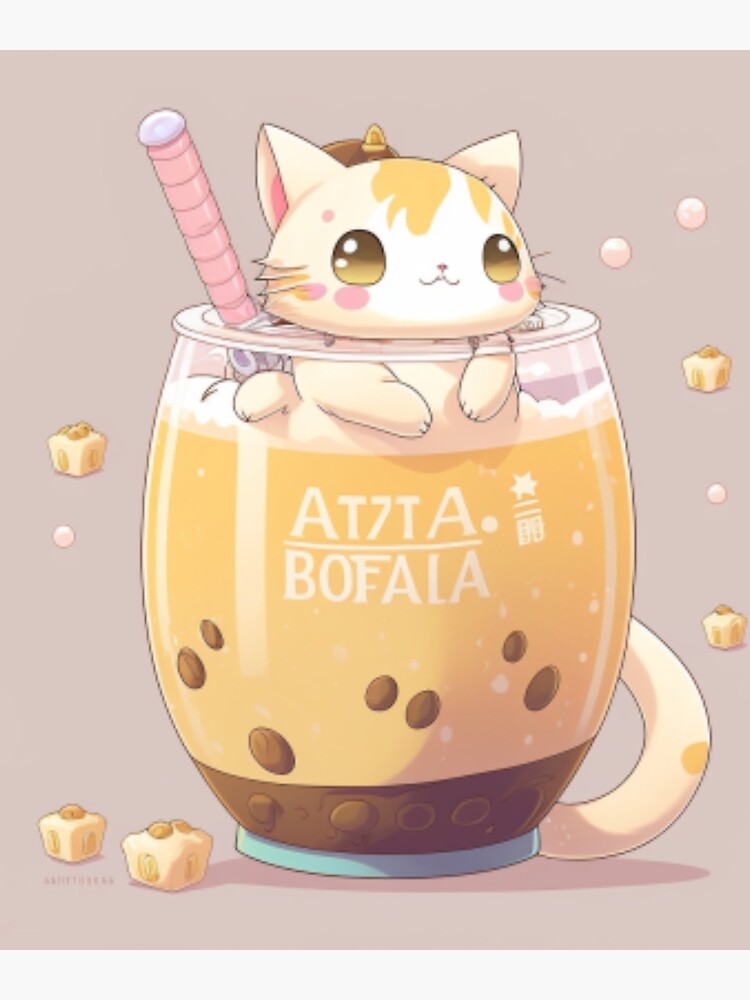 "Cat Boba Tea Bubble Tea Anime Kawaii" Poster for Sale by Chamchoma ...