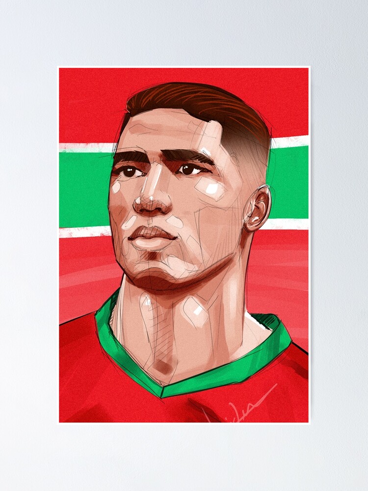 "ACHRAF HAKIMI ILLUSTRATION ARTWORK" Poster for Sale by medelwaid2 ...