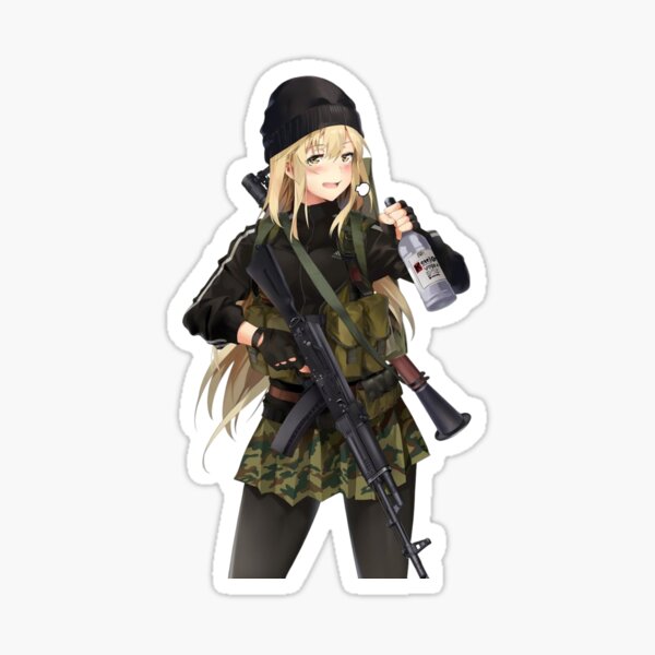 "Military Anime Girl" Sticker for Sale by kittiescuties | Redbubble