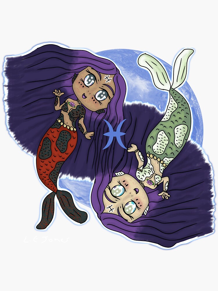 "Chibi Pisces Zodiac Sign" Sticker for Sale by Luned | Redbubble