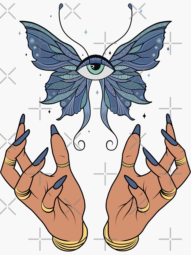 "Witchy Evil Eye Butterfly " Sticker for Sale by dimskokkinaki | Redbubble