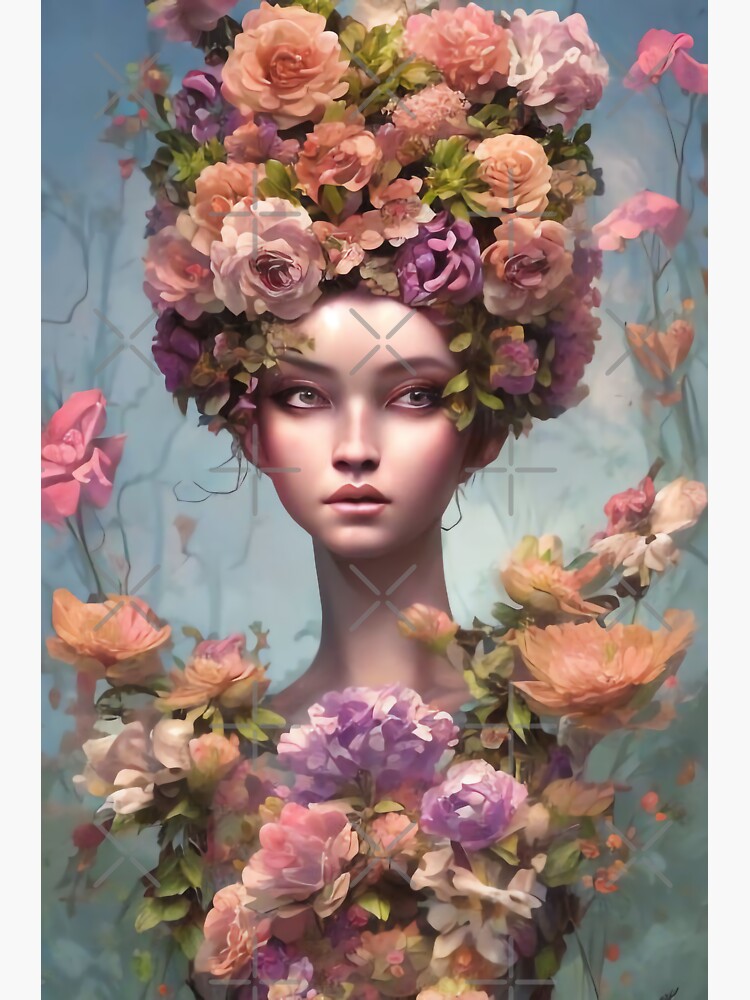 "Zariyah Flowery Girl Portrait " Sticker for Sale by Kamiri | Redbubble