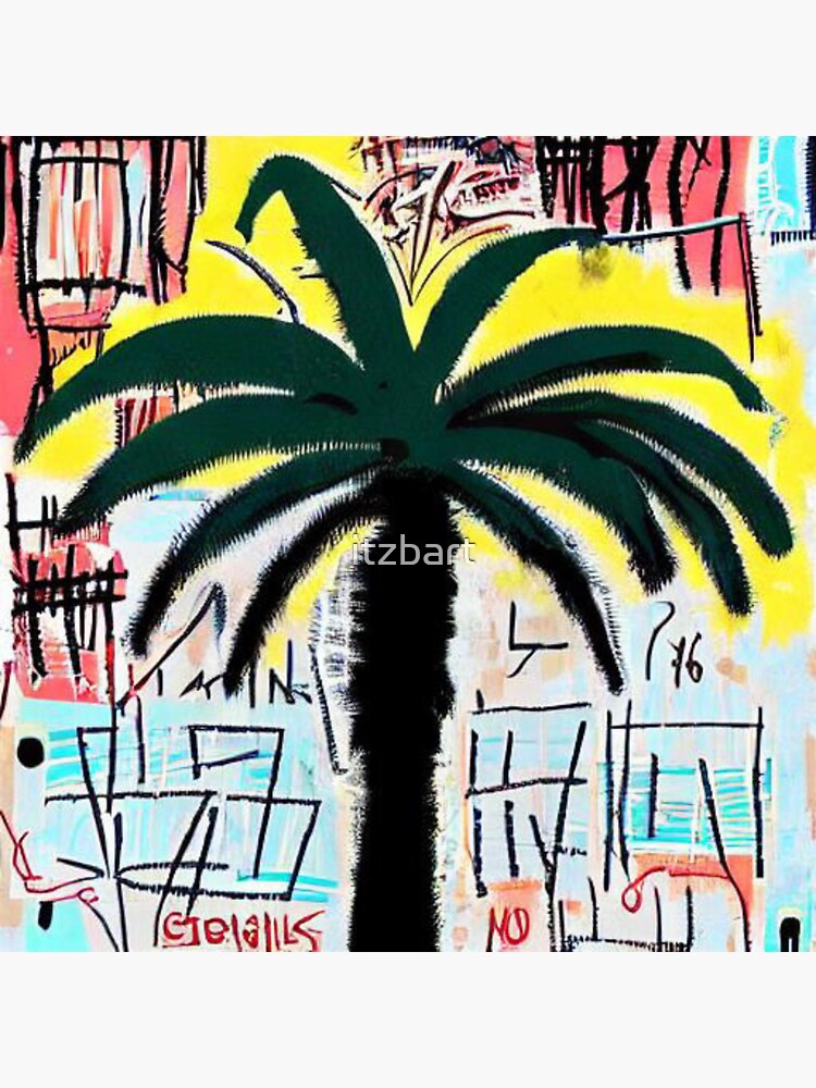 "Palm Tree Beach Street Art Graffiti Illustration" Sticker for Sale by ...