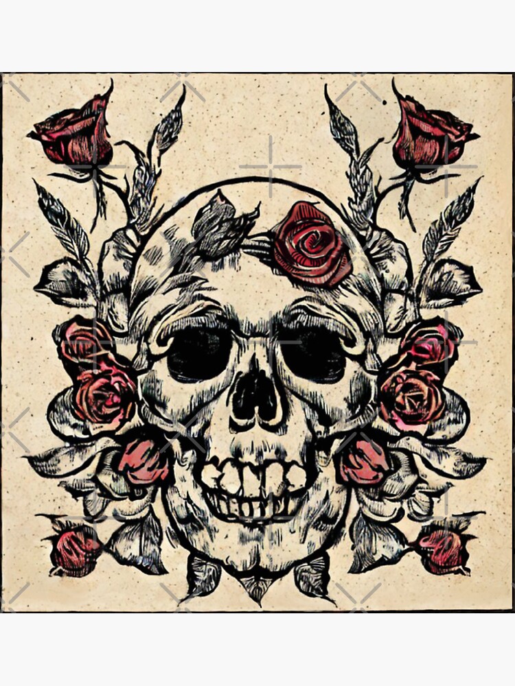 "Skull and roses" Sticker for Sale by ChildOfTheNorth | Redbubble