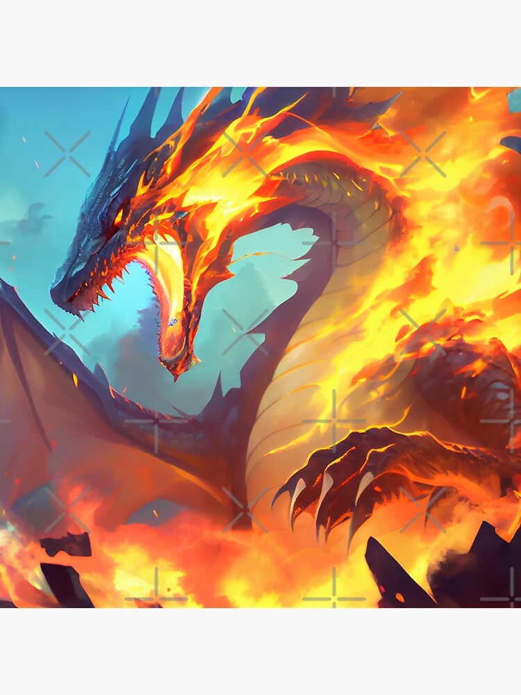 "Flaming Dragon " Sticker for Sale by Wet-Tips | Redbubble