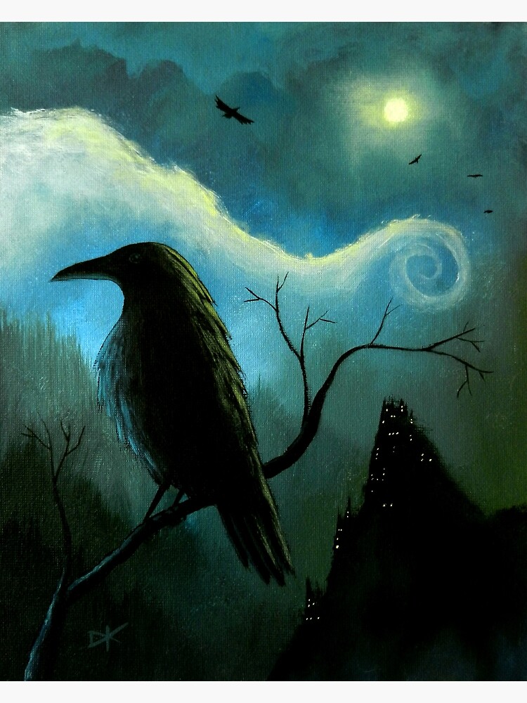 "Mountain City Under the Moon - Crows/Ravens" Poster for Sale by ...