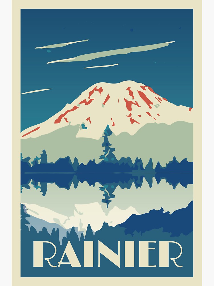 "Mount Rainier National Park Vintage Style Poster" Sticker for Sale by ...