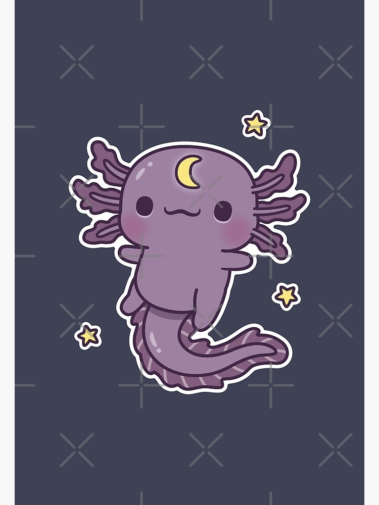 "Cute Black Axolotl With Crescent Moon Symbol" Photographic Print for ...