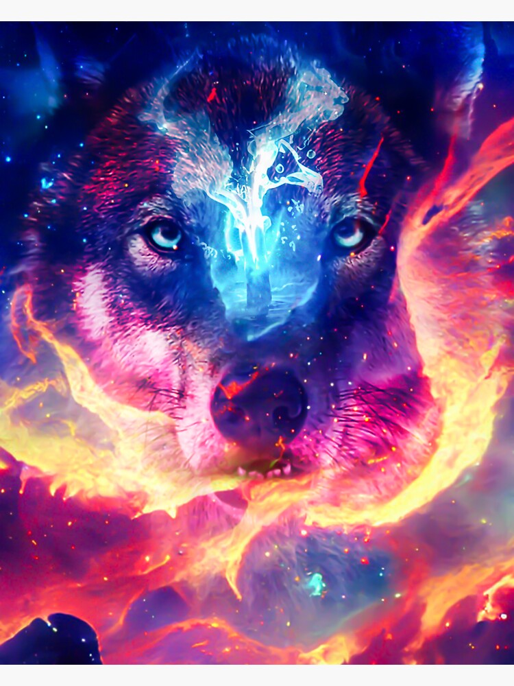 "Cosmic Wolf" Sticker for Sale by MarinaLexaArt | Redbubble