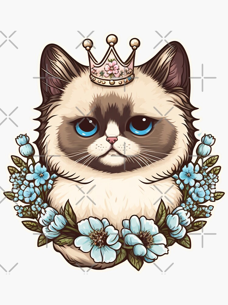 "queen ragdoll cat " Sticker for Sale by hoffe-e | Redbubble