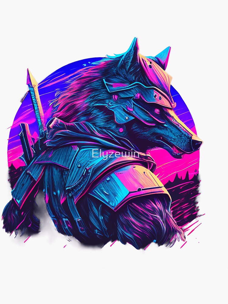 "Cyber Wolf" Sticker for Sale by Elyzewin | Redbubble