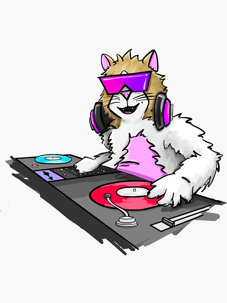 "DJ Kitty" Sticker for Sale by Nsumikawa | Redbubble
