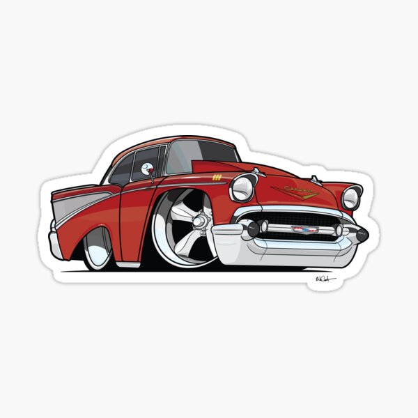 "57 Chev Cartoon" Sticker by ToonMyRide | Redbubble