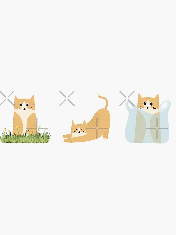 "Orange and White Cat Doodle Pack " Sticker for Sale by BluebellPainter ...
