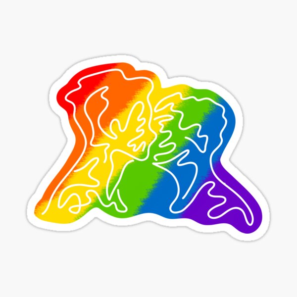 "Gay MLM Kiss (Sticker, Rainbow Background)" Sticker for Sale by ...