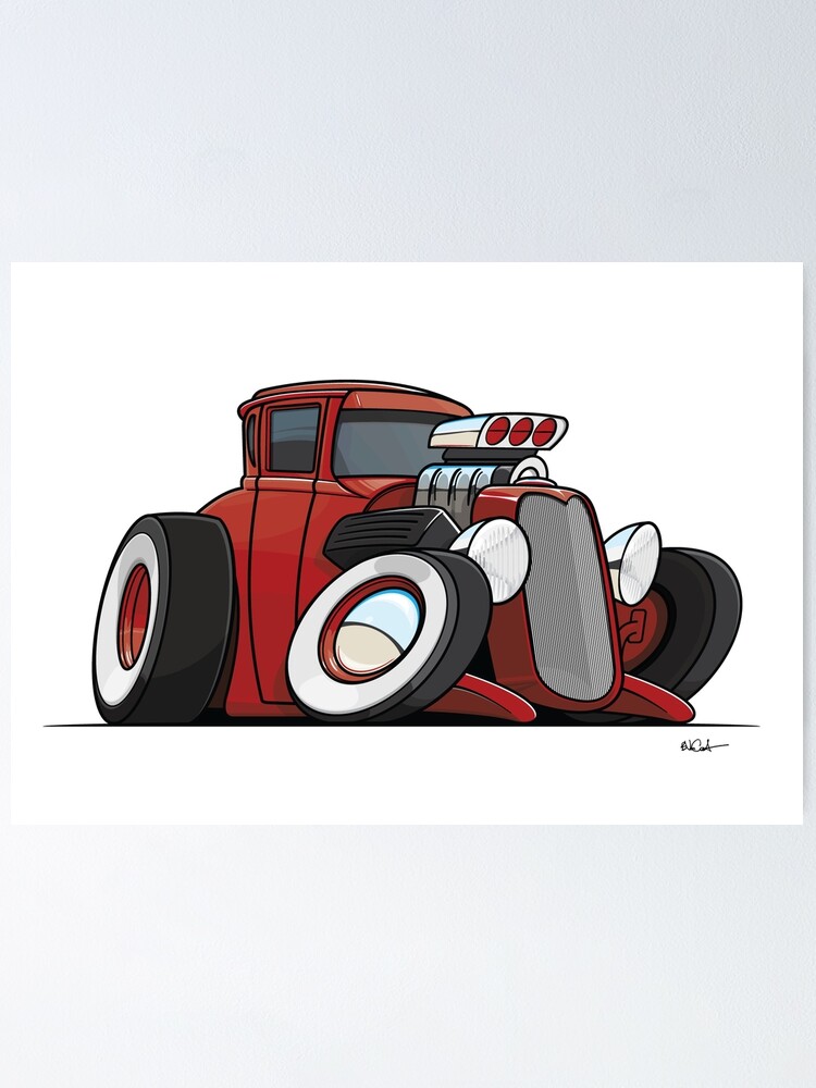 "Hot Rod Cartoon" Poster for Sale by ToonMyRide | Redbubble