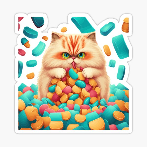 "Candy Cat / Sweets / Funny Animal Fun" Sticker for Sale by Happy-Work ...
