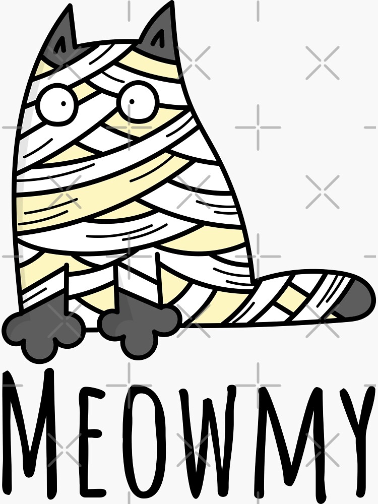 "Meowmy Mummy Cat Funny Pet Halloween" Sticker for Sale by GEEK-FACTORY ...