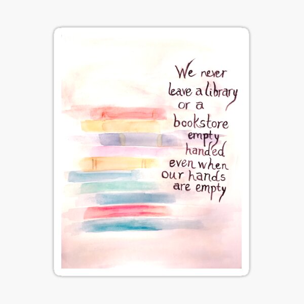"Library/Bookstore Quote with Stacked Books, Color" Sticker for Sale by ...