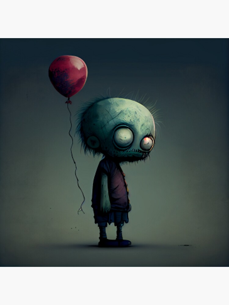 "Sad Zombie and Balloon 2" Sticker for Sale by abinosora | Redbubble