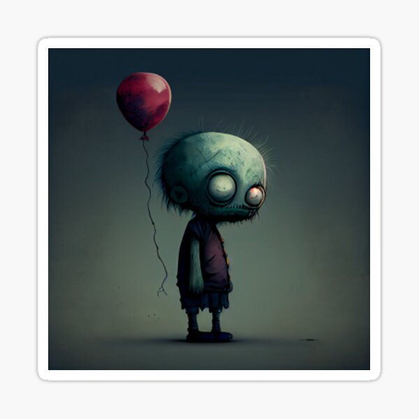"Sad Zombie and Balloon 2" Sticker for Sale by abinosora | Redbubble