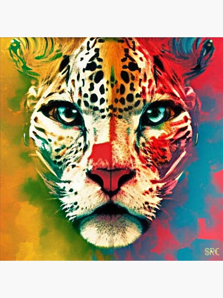 "Multi-colored Leopard Face " Sticker for Sale by SRChappell | Redbubble