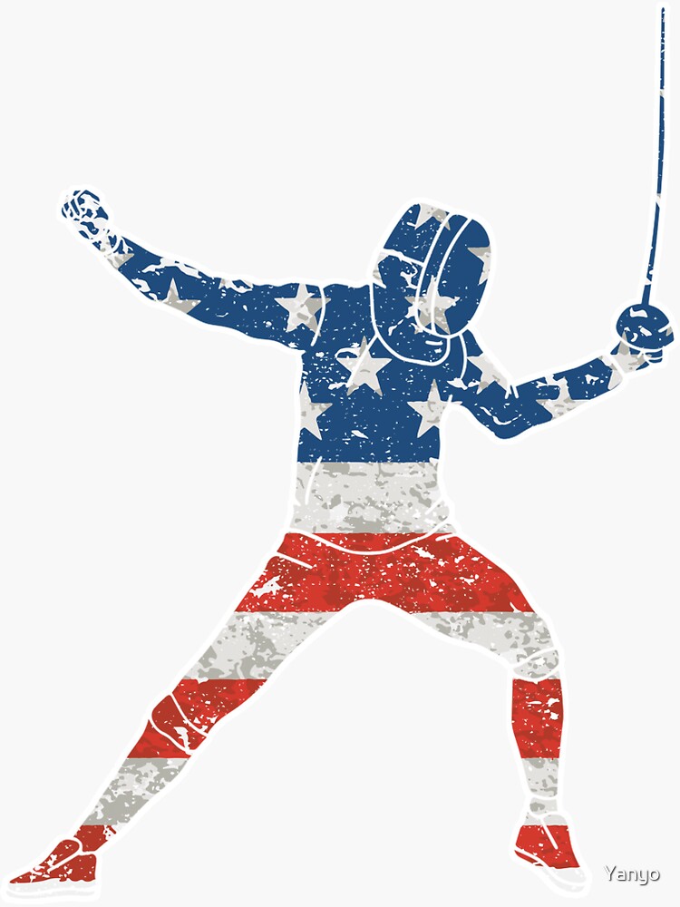 "American Flag Fencer T-Shirt Fencing Saber" Sticker for Sale by Yanyo ...