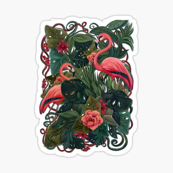 "Tropical print, flamingos, tropical birds, tropical leaves, flower ...